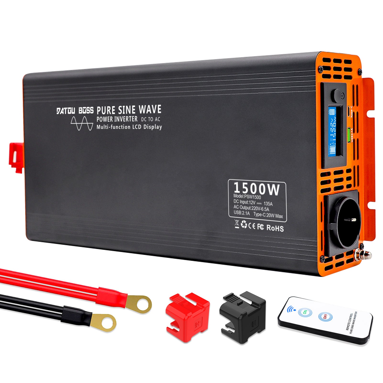 DATOUBOSS 1500W Pure Sine Wave Inverter - 12V to 230V AC – DATOUBOSS Rechargeable Lifepo4 ...